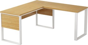 Rohový kancelářský stůl Houseland Nuvia Home 01 160 cm dub/bílý