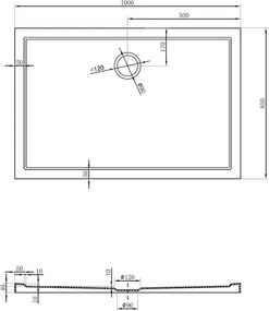 Mexen Flow, obdélníková sprchová vanička, slim, 85 x 100 cm, bílá lesklá, 46R108510