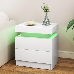 Costway Noční stolek s LED světly noční komoda s 2 zásuvkami