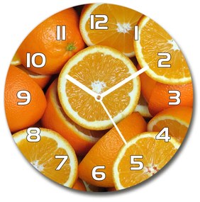 Wallmuralia Skleněné hodiny kulaté Půlky pomerančů fi 30 cm