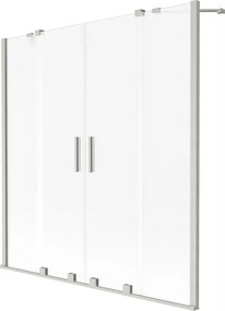Mexen, Mexen Velar Duo parawan nawannowy 2-skrzydłowy rozsuwany 160 x 150 cm, szron, nikl szczotkowany - 896-160-000-32-97