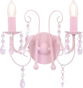 Nástěnná lampa s korálky růžová 2 x žárovka E14 281592