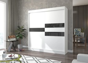 ADRK Furniture Skříň s posuvnými dveřmi a lacobelem BATIA 200 SW-BAT-W+BL-200+A517