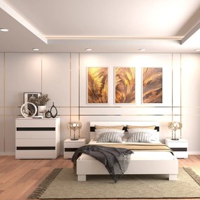 IDZ Postel LUCCA 160x200 cm 31, Bílá/Černý lesk