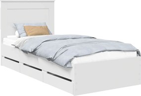 Rám postele se zásuvkou Bílá 75 x 190 cm Inženýrské dřevo 3410214