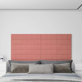 vidaXL Nástěnné panely 12 ks 90 x 15 cm samet 1,62 m² [344105] Barva: Růžová