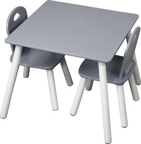 Dětský stolek se 2 židlemi, šedý
