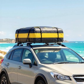 Outsunny Vodotěsný střešní box na auto 425L pro střechy vozidel s/bez střešního nosiče, kufrový box s 8 zesílenými popruhy, háčky dveří, žlutá