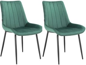 Danish style Jídelní židle Alzira (SET 2 ks), samet, zelená