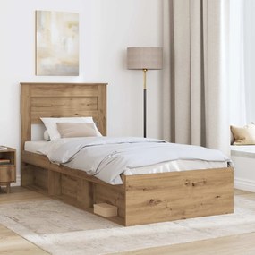 Rám postele Umělecký dub 100 x 200 cm Masivní borové dřevo 3409798