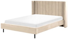 Sametová postel 160 x 200 cm béžová VILLETTE Beliani