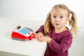 Teddies Pokladna malá digitální plast 18cm s doplňky na baterie se zvukem se světlem