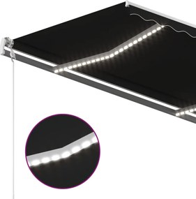vidaXL Marketos Ručně zatahovací markýza s LED světlem 450 x 350 cm antracitová