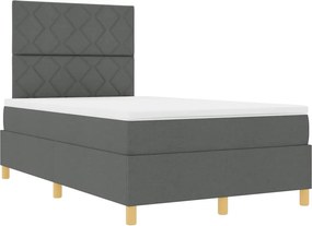 Postel s boxspringem s čelo Tmavě šedá 120 x 190 cm textil 3339680