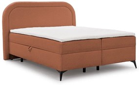 Oranžová boxspring postel s úložným prostorem 200x200 cm Ornes – Ropez