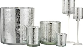 Skleněný svícen se stříbrným ornamentem Oriental silver - Ø 7*8cm