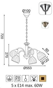 ACA DECOR Závěsný lustr BYRON 60W/5xE14/230V/IP20, barva chromu