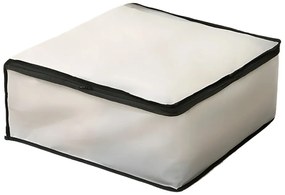 Arte Regal Textilní úložný box na uschování oblečení a ložního prádla, WHITE KIPIT, 45x30x20, bílý