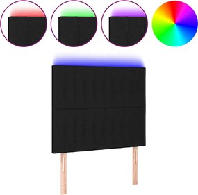 Čelo postele s LED černé 100x5x118/128 cm textil 3122654