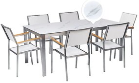 Zahradní jídelní souprava stolu a 6 židlí mramorový efekt/bílá COSOLETO/GROSSETO Beliani
