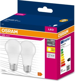 OSRAM LED žárovka VALUE CLASSIC A 100, A60, E27, 13W, 1521lm, 2700K, 2 ks