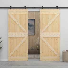 Posuvné dveře se setem kování 90 x 210 cm masivní borové dřevo,  3057593
