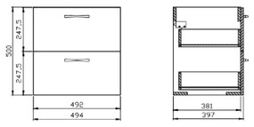 Cersanit S801-456 - Závěsná koupelnová skříňka s umyvadlem NIKO 50x40 cm bílá