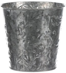Obal kovový na květiny ve stříbrné barvě s dekorem jmelí AB2080