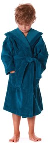 Dětský župan Tampa petrolejová – kapuce, dvě kapsy, velikosti 104-152 - 104