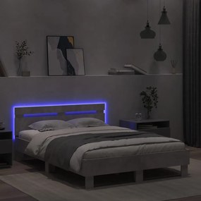 Rám postele s čelem a LED osvětlením betonově šedý 135 x 190 cm 3207570