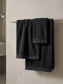 Sinsay - Sada bavlněných ručníků s dekorativním zakončením 3 pack - černá