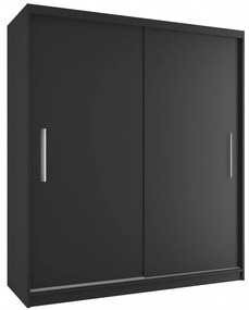 Šatní skříň 158 cm Belini černý mat s posuvnými dveřmi  SI SZP3/1/B/B/0/AL