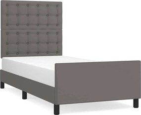 Rám postele s čelem šedý 90x200 cm umělá kůže 3125553