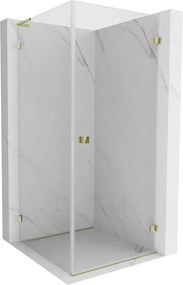 Mexen Lunar-B L výklopný sprchový kout pravý 70 x 70 cm, čiré sklo, zlatá lesklá, 832L-070-070-50-00-P