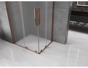 Mexen Velar L Duo, sprchový kout s posuvnými dveřmi 90 x 80 cm, 8mm sklo námraza, růžové zlato, 871-090-080-02-33-60