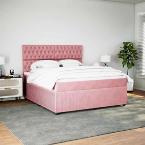 Box spring postel s matrací růžová 180x200 cm samet 3294717