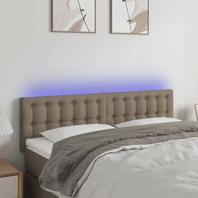 Čelo Postele S Led Tmavě Hnědé Textil Taupe 144 x 5 x 78/88 cm