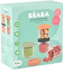 Beaba Kelímky na jídlo skleněné 4x 250 ml Sunrise
