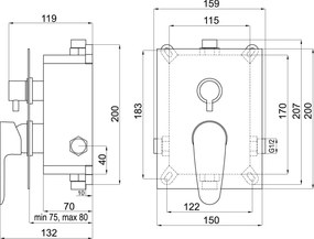Novaservis Titania Smart Podomítková baterie s boxem 2 vývody, chrom, BOX98051R,0