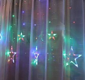 Vnitřní LED vánoční závěs - Hvězdy , 3m, 138 LED, různé barvy na výběr Barva: Modrá