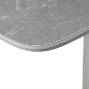AUTRONIC Jídelní stůl 90+25x70 cm, keramická deska šedý mramor, masiv, šedý vysoký lesk