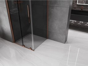 Mexen Velar, sprchový kout s posuvnými dveřmi 100 x 100 cm, 8mm šedé sklo, růžové zlato, 871-100-100-41-60