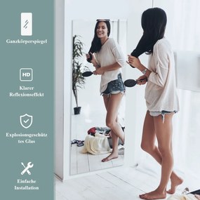Costway Nástěnné obdélníkové zrcadlo plné délky se zkoseným okrajem, stříbro