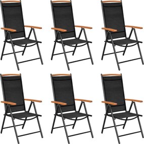vidaXL Skládací zahradní židle 6 ks textilen černé [312187]