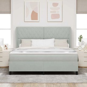 Postel s boxspringem s matrací Světle šedá 200 x 180 cm samet 3340886