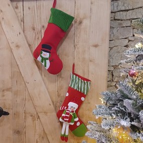Vánoční dekorace punčocha se sněhulákem, 50 cm, látkové, interiér