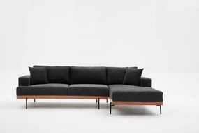 Hanah Home Rohová pohovka LIVA tmavě šedá pravá 287 cm 825BLC2812