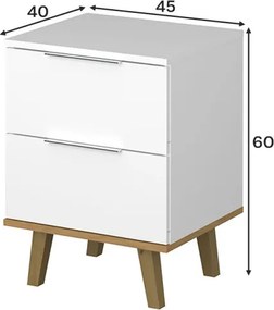 Komoda 2s/46 bílá / dub kamenný Neptun