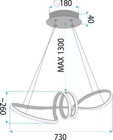 Toolight Toolight, LED závěsné osvětlení 120cm, 48W, 3000K, LHJ036-CP, zlatá, OSW-50016