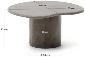 Šedý cementový zahradní stolek Kave Home Macarella 83 x 66 cm
